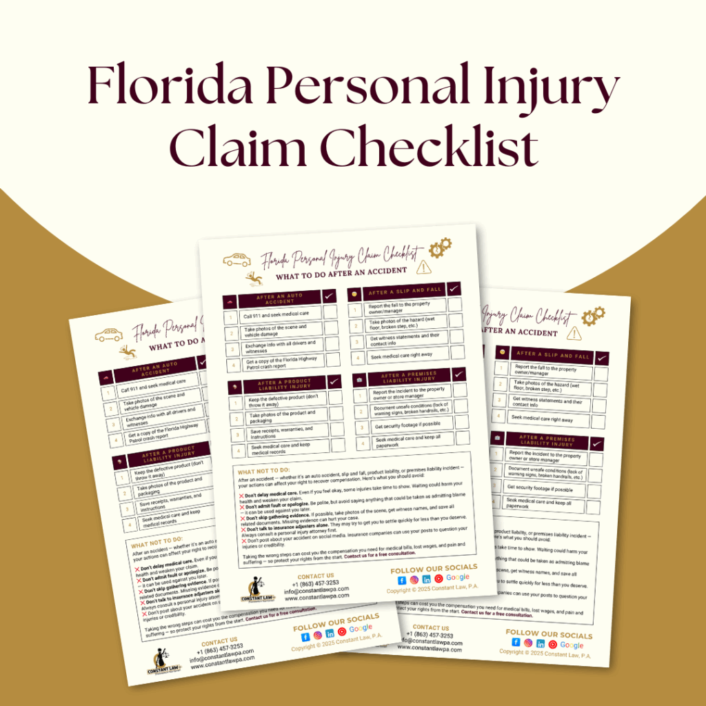 Free Resource PI - Florida Personal Injury Claim Checklist - Constant ...
